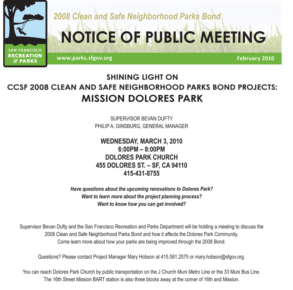 Dolores Park Renovation Community Meeting TONIGHT | Uptown Almanac