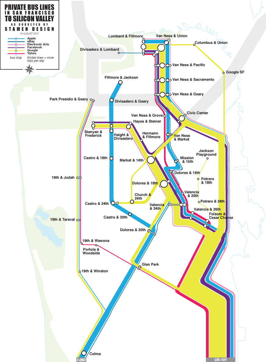 Google Shuttle Privilege, Broken Down in Handy Map Form | Uptown Almanac